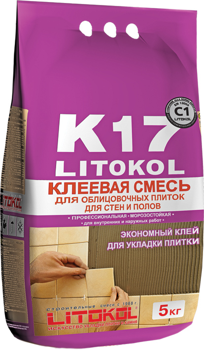 Профессиональная клеевая смесь LITOKOL K17, 5кг LITOKOL K17 5
